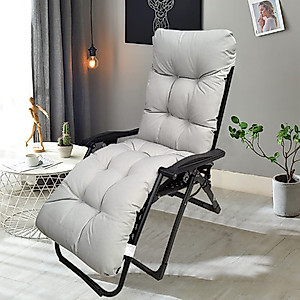 COGINQUS Waterproof Outdoor Lounge Chair Cushion 65 Inch-Sun Patio Chaise Lounger Cushion with Ties and Top Cover (Light Gray, 65 inch)