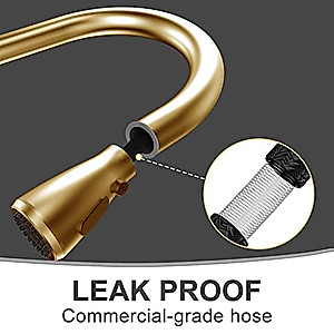 Mitcent Kitchen Faucet with Pull Down Sprayer 16 Inch, Champagne Bronze, with Deck Plate, High Arc Single Handle, 1 or 3 Holes, Stainless Steel for Kitchen Sink