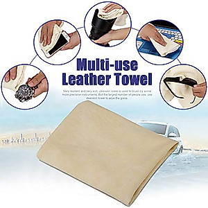 Chamois Cloth for Car - 35'' x 23.6'' (5.7 sq ft) - Extra Large Drying Towel Natural Shammy Towel Real Leather Washing Cloth Cleaning Towel Car Wipes