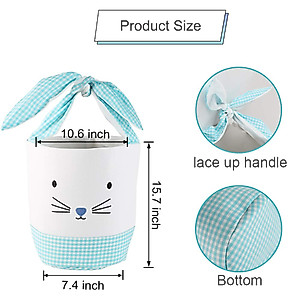 Easter Bunny Basket Bags Rabbit Canvas Toys Bucket Tote Storage Gifts Candies Handbag for Kids