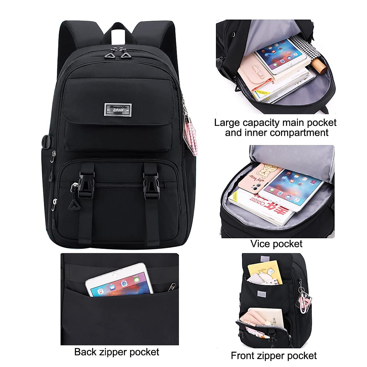 JiaYou Teen Girls Casual Backpack High Middle School Daypack Women Daily Travel Laptop Bag(2# Blue,35 Liters)