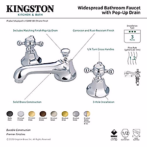 Kingston Brass KS4468BX Metropolitan Widespread Lavatory Faucet with Metal Cross Handle, Brushed Nickel,8-Inch Adjustable Center