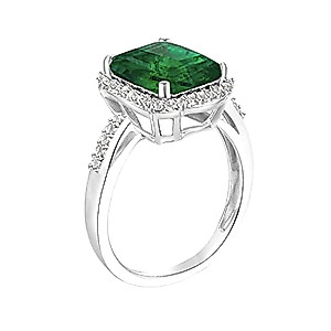 Tirafina Emerald Cut Gemstone Ring, Lab-Created Emerald and White Sapphire Ring Set in a Sterling Silver Band, Emerald Cut Birthstone Rings, Silver Jewelry, Rings for Women (10x8 mm stone)