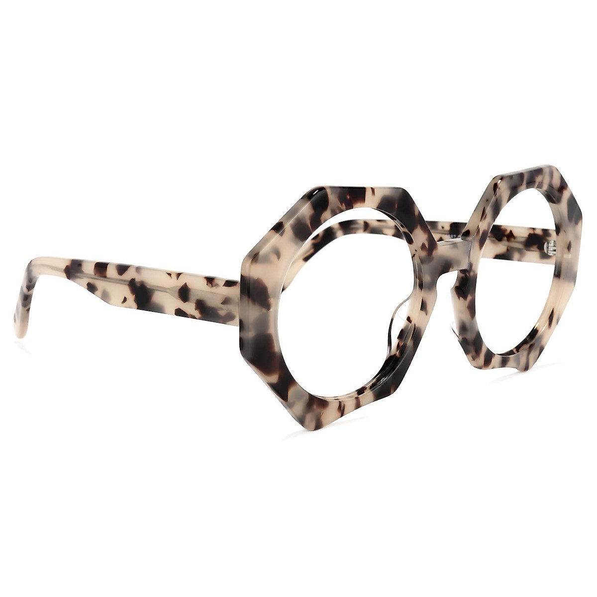 Zeelool Stylish Oversized Acetate Geometric Eyeglasses Frame for Women with Non-prescription Clear Lens Hugh ZOP01887-04 Light-Tortoise