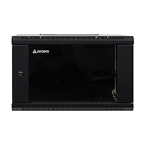 AEONS 6U Professional Wall Mount Network Server Cabinet Enclosure 19-Inch Server Network Rack with Glass Door 16-Inches Deep Black (Fully Assembled