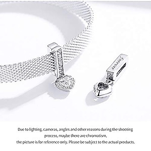 MEETCCY 925 Sterling Silver Reflexions Bracelet for Women Mesh Bracelet Clip Beads Safe Chain.Birthday Christmas for Friends Mothers Wife and Daughters (Love Heart Charms)