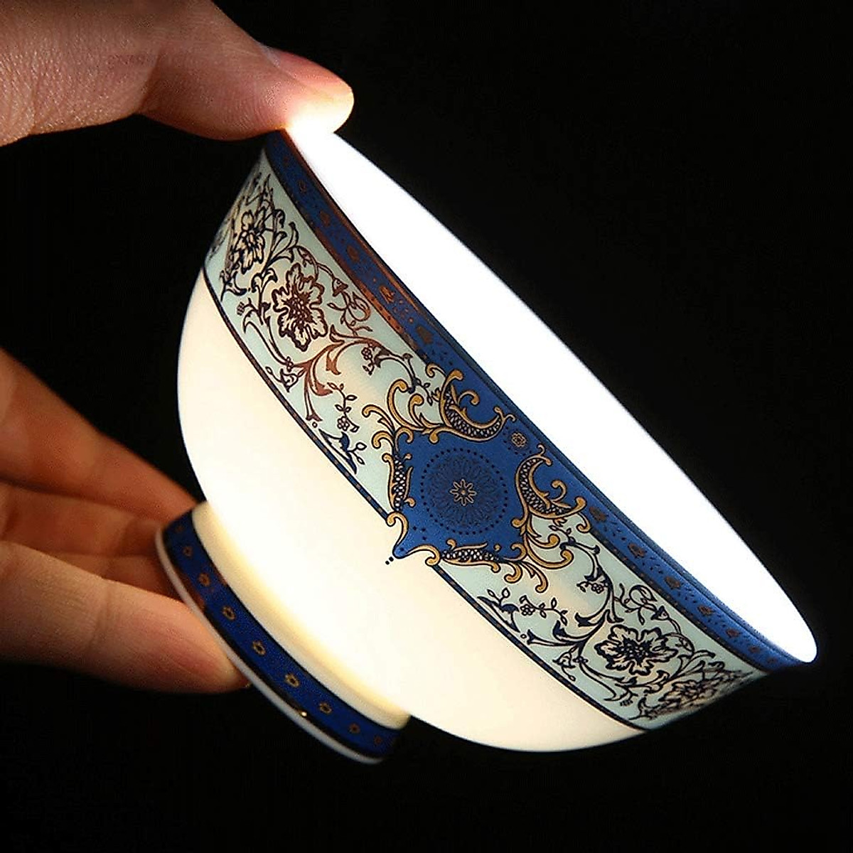 Porcelain Plate and Bowl Set, Ceramics Dinnerware Set with 55 Pieces,Bowl/Dish/Soup Pot/Spoon|Dinner Sets,Blues Garden Pattern Porcelain Combination Set