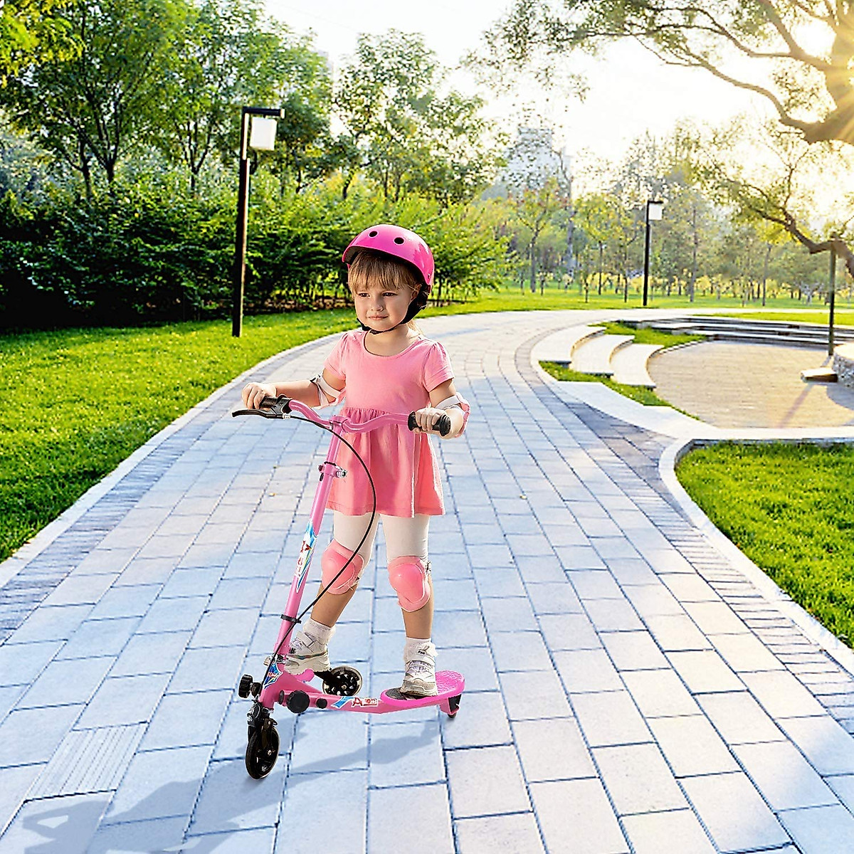 SANSIRP Swing Scooter for Kids, 3 Wheels Wiggle Scooter Foldable Self-Propelling Drift Kick Speeder Scooter with 3-Level Adjustable/LED Wheels for Boys Girls Ages 3-8