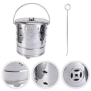 Happyyami Metal Bucket Metal Bucket 2pcs Metal Galvanised Garden Incinerator Bin Burning Leaves Wood Rubbish Dustbin Incinerator Furnace for Yard Garden (Furnace + Tongs) Burn Butter Biochar