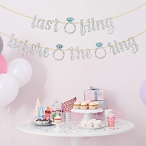 WeBenison Last Fling Before the Ring Banner, Bride Shower Party Supplies, Engagement, Wedding Bachelorette Party Decorations Silver Glitter