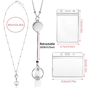 Lanyards for Id Badges, 3 Pack Badge Lanyard with 6 Pcs Badge Holder, Retractable Badge lanyards Id Holders for Girl Women Men (Black, Silver, Rose Gold)