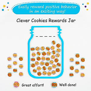 Simply magic 50+5 PCS Magnetic Clever Cookies Rewards Jar for Kids - Behavior Management Classroom Tools, Marble Jar Reward System for Classroom, Positive Behavior Reward Chart for Classroom