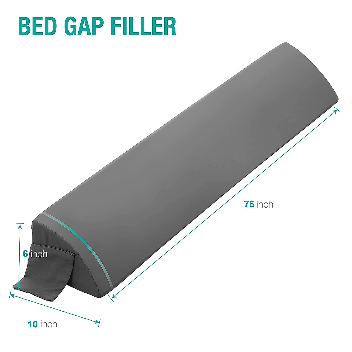 Vekkia King(76"x10"x6") Bed Wedge Pillow/Bed Wedge Mattress Filler/Bed Headboard Pillow Wedge,Close Gap (0-6") Between Your Headboard and Mattress or Bed Without Headboard(Gray)