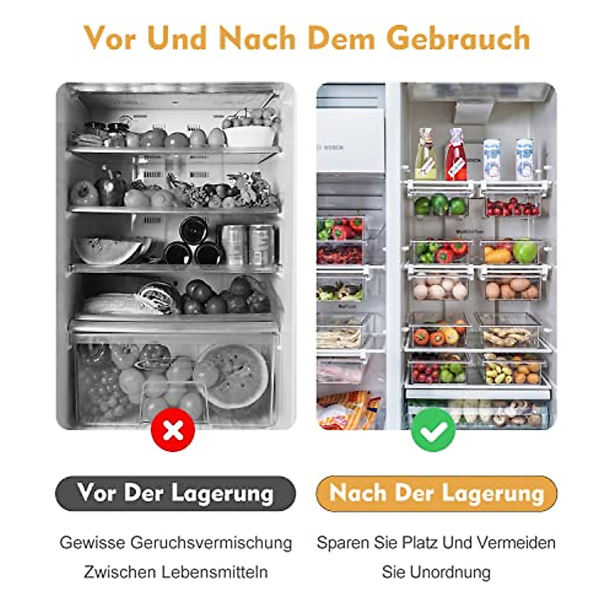 MDHAND Egg Holder for Refrigerator, Refrigerator Organizer Bins, Egg Tray for Refrigerator, Pull-Out Egg Drawer Organizer for Refrigerator, Kitchen Refrigerator Egg Trays