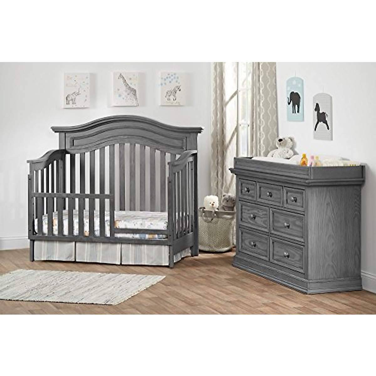Oxford Baby Glenbrook Crib to Toddler Bed Guard Rail Conversion Kit, Graphite Gray, GreenGuard Gold Certified