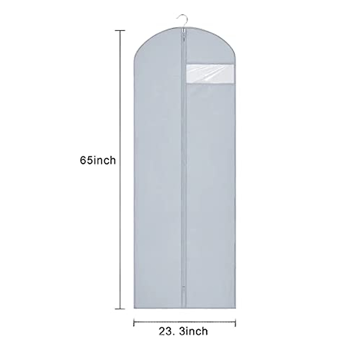 LuckyCheer Dress Bags for Gowns Long, 65'' Long Dress Clear Garment Bag (Set of 2, 23.3'' X 65'')
