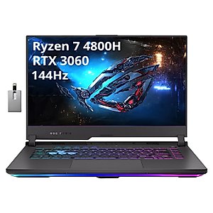 ASUS ROG Strix G15 Gaming Laptop, 15.6" FHD 144Hz Display, AMD Ryzen 7-4800H, 16GB RAM, 1TB PCIe SSD, RGB Backlit Keyboard, GeForce RTX 3060 6G, Wi-Fi 6, Win 11 Pro, Gray, 32GB USB Card