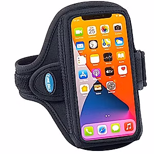 Tune Belt AB91 Cell Phone Armband Holder Case for iPhone 13/13 Pro, 12/12 Pro, 11, 11 Pro Max, XS Max, XR, Galaxy S20/S21 Plus & More for Running & Working Out (Black)