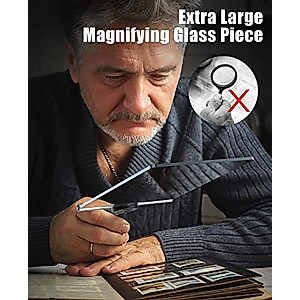 3X Hands Free Magnifying Glass for Reading. 7.1"x4.7"Large Full Book Page Magnifier for Neck Wear. Magnifier for Reading,Sewing, Cross Stitch, Inspection (Black)