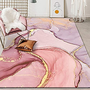 3x5ft Modern Abstract Area Rugs for Bedroom Pink Carpets for Living Room Cute Fashion Marble Waves Coffee Table Rugs Kitchen Dining Room Carpets Indoor Outdoor Runner Rugs Floor Mats A