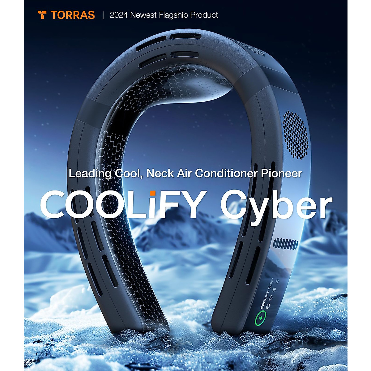 TORRAS [COOLiFY Cyber・2024 Flagship] Neck Air Conditioner, Ultimate Immersive Cooling Portable Neck Fan Rechargeable with 6000mAh, Neck Cooler Neck Fans that Blow Cold Air for gifts