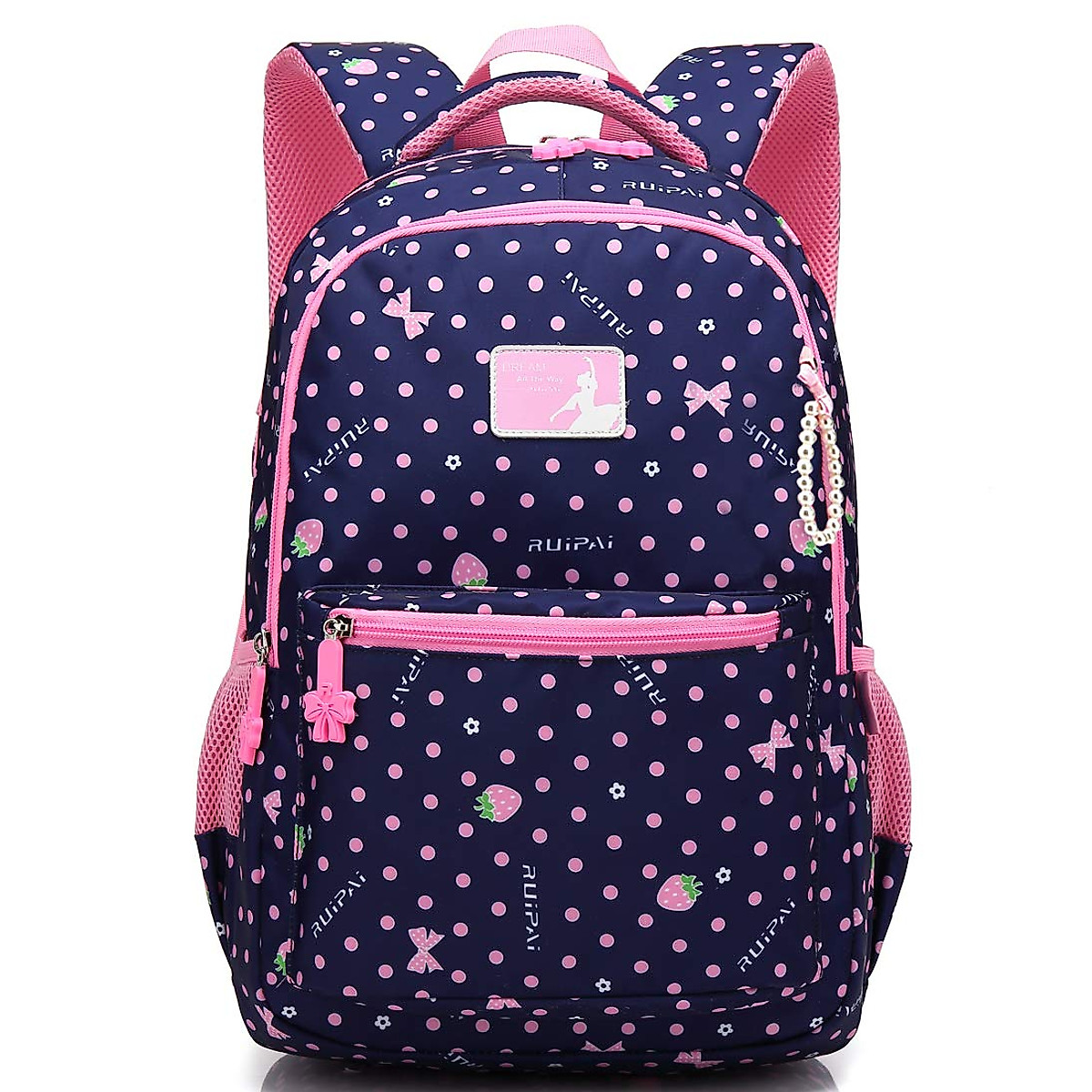 MIFULGOO Kid Girl School Backpack Water Resistant Elementary Dot Bookbag with Chest Strap (RoyalBlue)