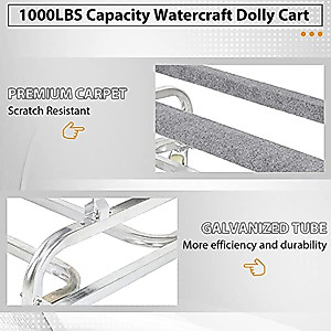 HECASA Personal Watercraft Jet Ski Dolly Stand Boat Storage Trailer Vehicle Cart for Sea-Doo Yamaha Kawasaki Adjustable Carpeted Bunks W/ Four Casters & Two Brakes 1000lbs Capacity