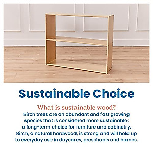 ECR4Kids Streamline 2-Shelf Double-Sided Storage Cabinet, 30in, Classroom Storage, Natural