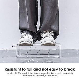 Txkrhwa Fridge Drawer Organizer Clear Refrigerator Organizer Bin Fridge Pull Out Food Storage Box Space Saving Kitchen Egg Holder Fruit Storage Sliding Container for Fruit Vegetable Egg(Four grid)