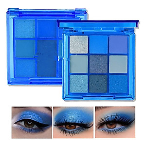 MAEPEOR Black Grey Smokey Eyeshadow Palette 9 Colors Cool Toned Matte Glitter Eyeshadow Palette Longlasting Waterproof Smoky Eye Shadow for Girls and Women (Set 3, Blue Silver)