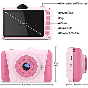 Coolwill Kids Camera for Kids 3-10 Year Olds, 12MP HD Kids Digital Camera with 3.5'' Large Screen & 8X Digital Zoom, Children Camera Toys for Boys Girls with 32G TF Card, Kids Birthday Gifts