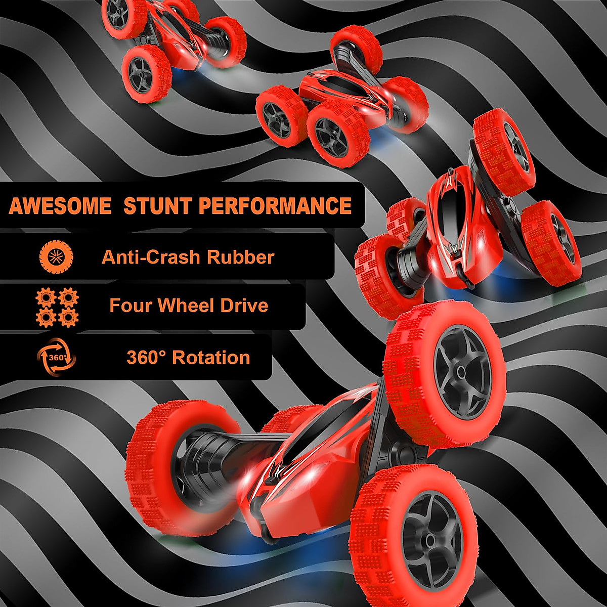 ORRENTE Remote Control Car, RC Cars Toys 2.4GHz 4WD Fast RC Car Kids Toys, Double Sided 360° Rotating Monster Truck Toys for Girls RC Truck Toy Cars for Boys