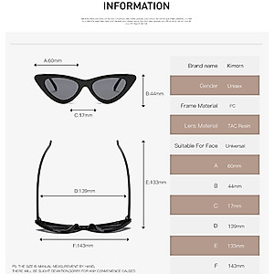 kimorn Cat Eye Sunglasses Women Clout Goggles Kurt Cobain Retro Sun Glasses K0566 (White&Black)