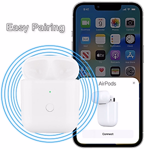 OLEBAND Replacement Airpods 2 and 1 Charging Case,Easy to Pair Your Air pods 1st and 2nd Generation Earbuds with Pairing Button,Support Wired and Wireless Charging,iPods Gen 2 and 1,1 Year Warranty