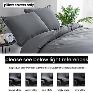 Mohap Zipper Pillowcase 2 Pieces Brushed Microfiber 1800 Hotel Quality Super Soft Pillow Cover No Shrinkage No Fade Pillow Protectors - Gray, Queen