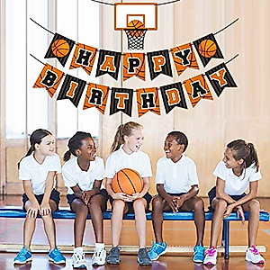 Basketball Happy Birthday Banner Slam Dunk Party Decoration Supplies Kids Teenagers Boys B-day Photo Prop Pennant Ideas NO DIY Required