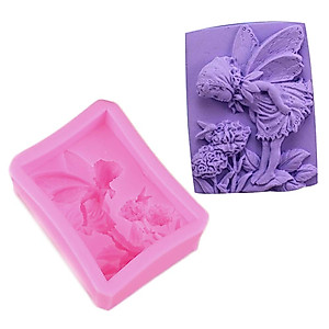 SYW 2 Pcs Silicone Mold Angel Dragonfly Butterfly Fairy Craft Art Silicone Soap Mold DIY Handmade Soap Molds 3D Cake Baking Tool,pink-2