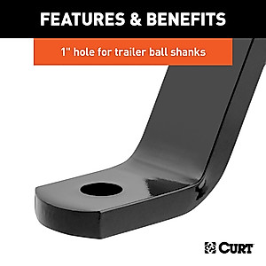 CURT 45112 Class 3 Trailer Hitch Ball Mount, Fits 2-Inch Receiver, 5,000 lbs, 1-Inch Hole, 10-Inch Drop, Gloss Black Powder Coat