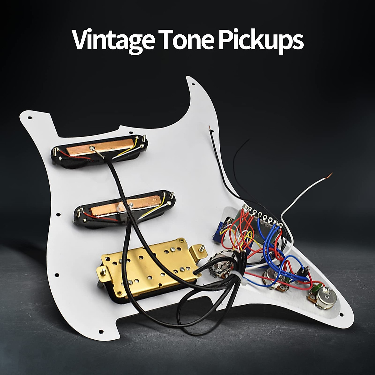 Colaxi Guitar Pickup Replacement Sturdy Easy Installation Loaded Prewired Pickup Pickguard Practical White Durable for Electric Guitar Parts, Black with Switch