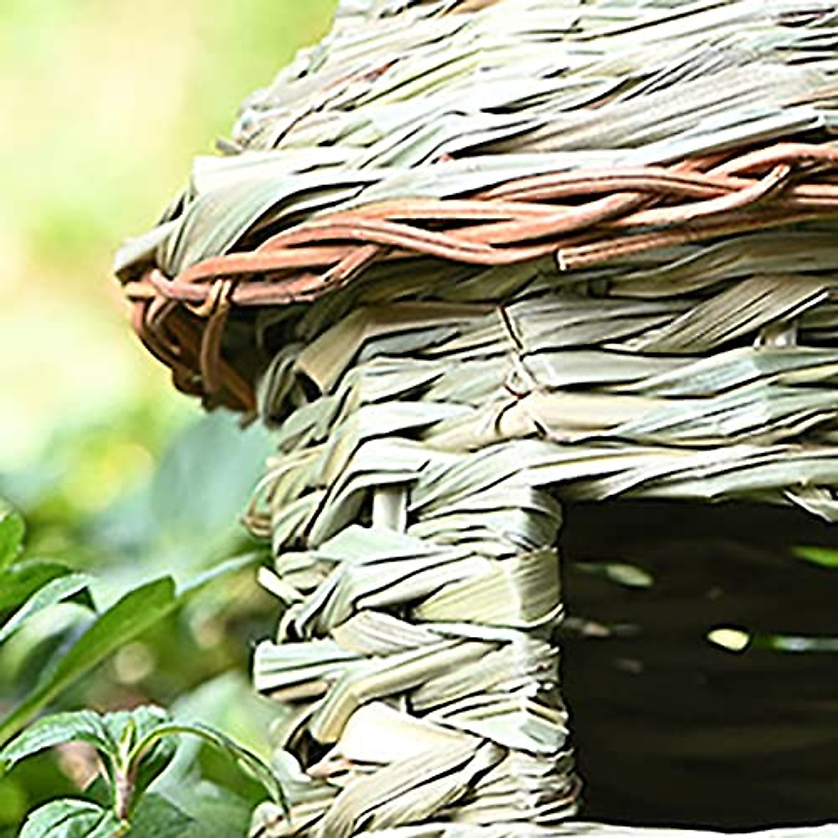 Rehomy Hanging Bird Houses Nest, 2pcs Reed Grass Hand Woven Bird Nesting Hanging Cage Grass Bird Hut Shelter for Parrot, Cockatiel, Parakeet, Canary, Finch Bird, Hummingbird, Dove, Budgie
