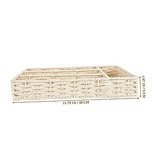 DOITOOL 3 Pcs Four Grid Storage Basket Can Organizer for Cabinet Key Storage Box Woven Storage Basket Desktop Storage Containers Woven Box Containers Coffee Station Organizer Beige Books