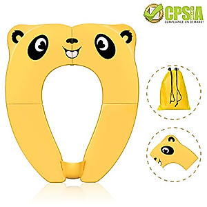Travel Potties,Toddler Potty Seat Cover Travel Portable Potty Seat for Kids Non-Slip Foldable Toilet Seat Pad with Carry Bag & Splash Guard Yellow