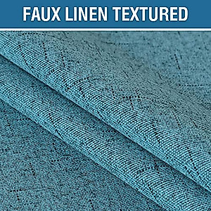 H.VERSAILTEX 100% Blackout Curtains for Bedroom 96 Inches Long Grommet Linen Face Full Light Blocking Curtain Drapes for Living Room Thermal Insulated Linen Look Curtains 2 Panels Set, Teal Blue
