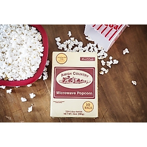 Amish Country Popcorn | Old Fashioned Microwave Popcorn | 10 Bags Ladyfinger Butter | Non-GMO, Gluten Free, Microwaveable and Kosher (10 Bags)