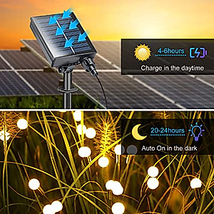 Solar Powered Firefly Lights, 4 Pack 8LED Starburst Swaying Solar Garden Lights, Sway by Wind, Waterproof with Remote 8 Lighting Modes Solar Outdoor Lights Decorative for Pathway Yard Patio Landscape…
