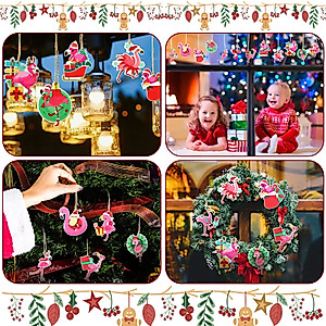 Chunful 24 Pink Flamingo Christmas Ornaments with Santa Hat - Decorative Hanging Ornaments for Xmas Tree & Party