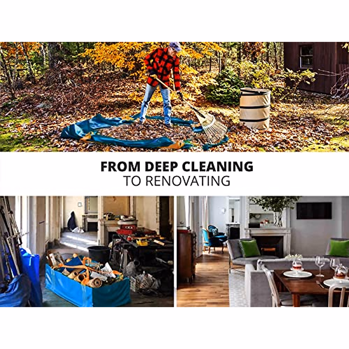 Skywin- Dumpster Bag, 2 Pack Reusable Yard Waste Bags, Foldable Yard Waste Container, Trash Bag for Waste Management, Multiple Times Use During Renovations, Can Hold Up to 3,500 lbs