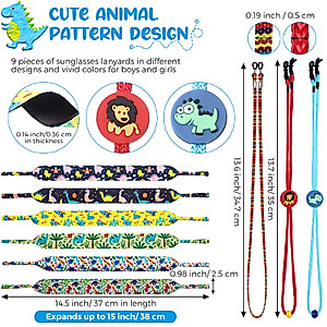 Frienda 9 Pcs Kids Eyeglass Straps Neoprene Nonslip Kids Sunglasses Holder Lanyard Retainer Animal Theme Sport Adjustable Eyewear Retainer for Boys Girls