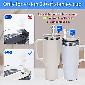 SunDiao 9Pcs Silicone Spill Proof Stopper Set, Compatible with Stanley Cup H2.0 40oz/ 30oz, Stanley Cup Accessories with 3 Straw Cover Caps, 3 Square Spill Stoppers and 3 Round Leak Stoppers, Clear