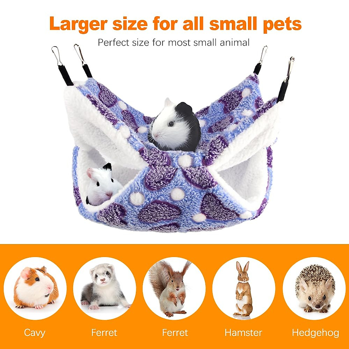 ZukoCert Two Pieces Small Pet Cage Hammock Accessories for Guinea Pigs, Hamsters, Chinchillas